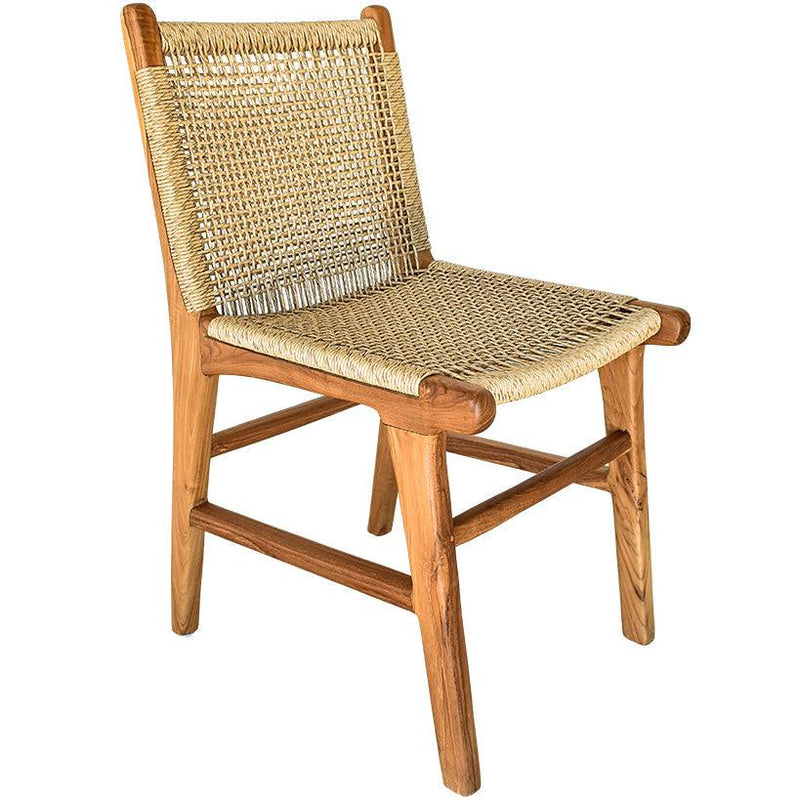 TEAK WOOD AND SYNTHETIC RAFFIA CHAIR 52x48x85cm – Chora Mykonos