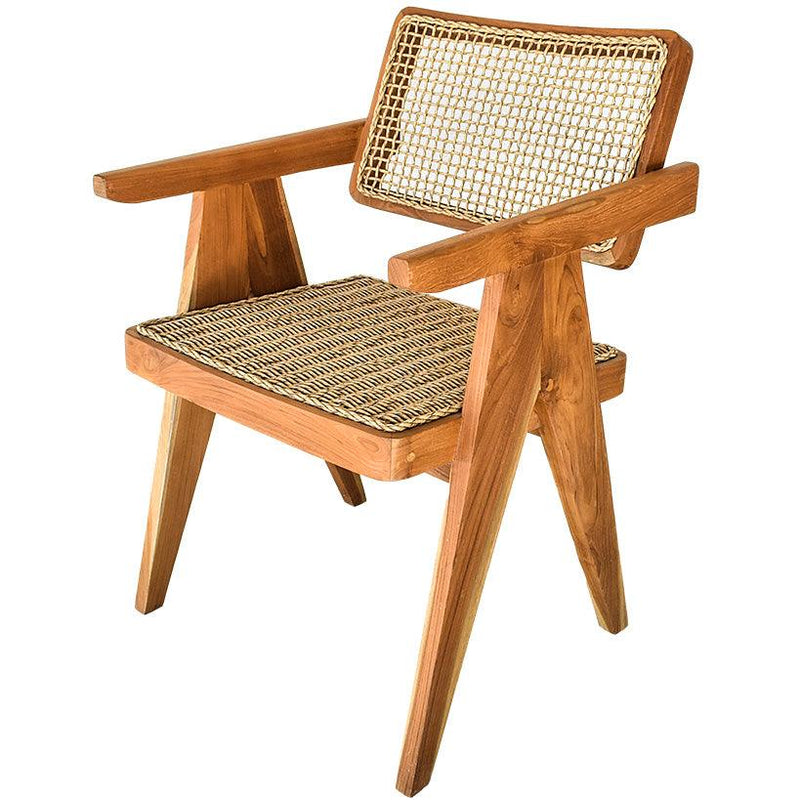 TEAK WOOD & SYNTHETIC RAFFIA DINING CHAIR 56x50x80cm – Chora Mykonos