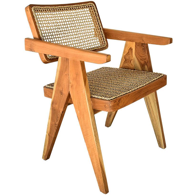 TEAK WOOD & SYNTHETIC RAFFIA DINING CHAIR 56x50x80cm – Chora Mykonos