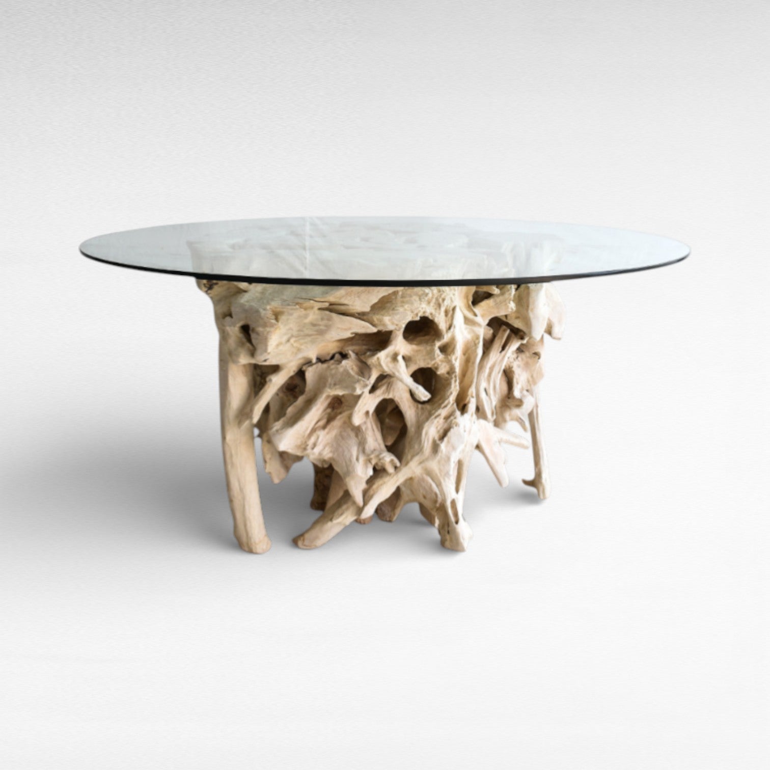 BLEACH DINING TABLE W/ GLASS Φ120 |H80 cm – Chora Barefoot Luxury Living