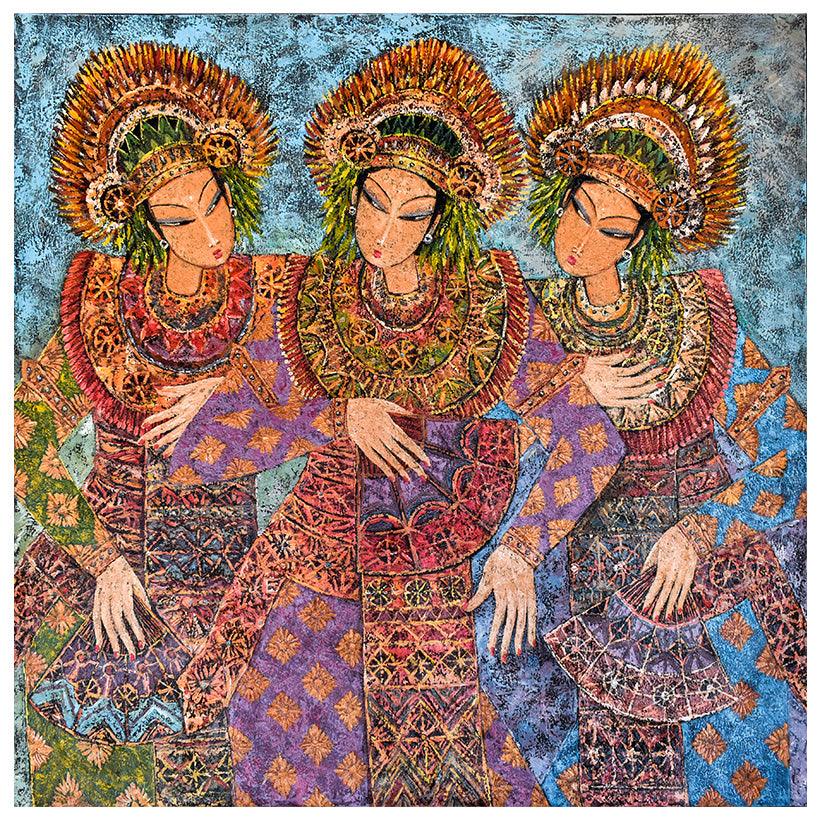 HANDMADE OIL PAINTING WITH WOMEN IN TRADITIONAL CEREMONY 150x150cm ...