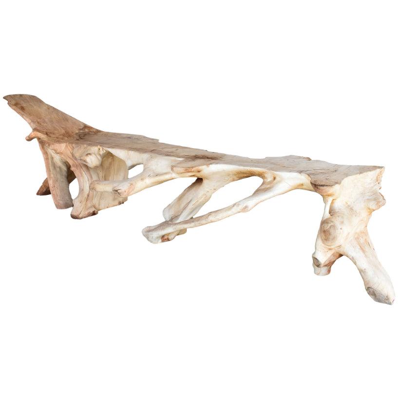 Mahogany Wood Bleach Bench – Elegant Seating Solution – Chora Barefoot Luxury Living