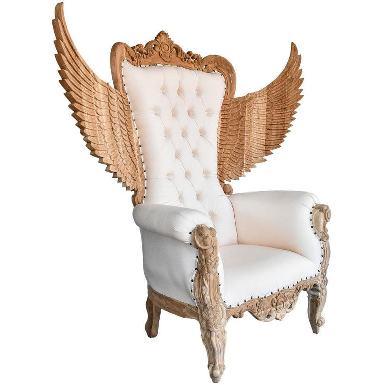 WING CHAIR SUAR WOOD NATURAL WITH WHITE WATER REPELLANT CUSHION – Chora ...